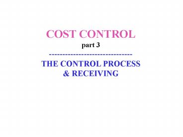 COST CONTROL presentation | free to download