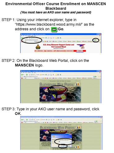 Environmental Officer Course Enrollment on MANSCEN Blackboard ...