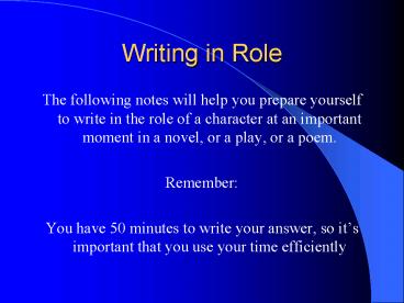 Writing in Role presentation | free to view