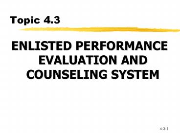 ENLISTED PERFORMANCE EVALUATION AND COUNSELING SYSTEM presentation ...