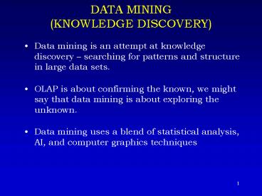 DATA MINING KNOWLEDGE DISCOVERY presentation | free to view