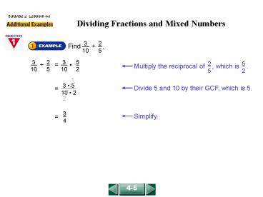 Dividing Fractions and Mixed Numbers presentation | free to view