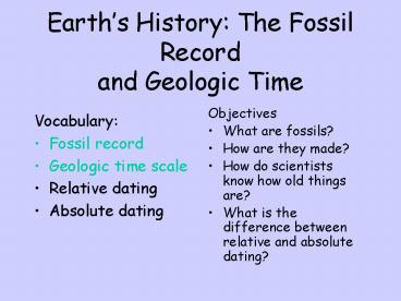 Earths History: The Fossil Record and Geologic Time presentation | free ...