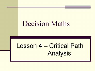 Decision Maths presentation | free to view