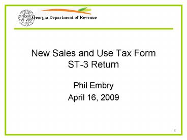 New Sales and Use Tax Form ST3 Return presentation | free to view