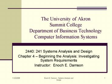 The University of Akron Summit College Department of Business ...
