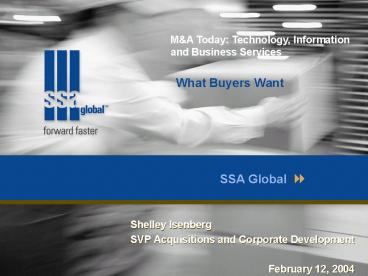 SSA Global presentation | free to view