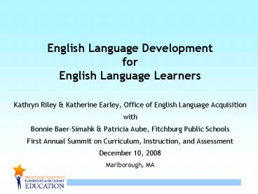 PPT – English Language Development for English Language Learners ...