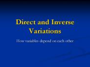 PPT – Direct and Inverse Variations PowerPoint presentation | free to ...