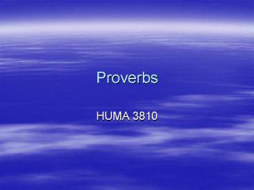 Proverbs presentation | free to view