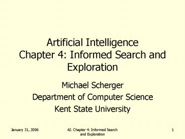 Artificial Intelligence Chapter 4: Informed Search and Exploration ...