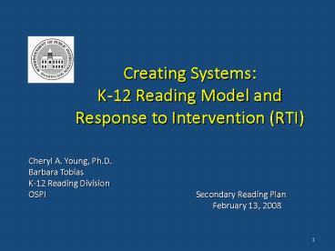 Creating Systems: K12 Reading Model and Response to Intervention RTI ...
