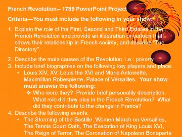 French Revolution 1789 PowerPoint Project presentation | free to view