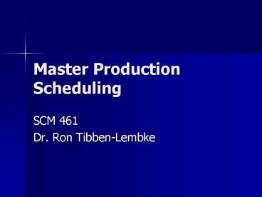 Master Production Scheduling presentation | free to view