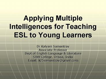 Applying Multiple Intelligences for Teaching ESL to Young Learners ...