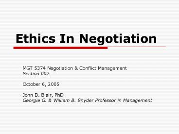Ethics In Negotiation presentation | free to view