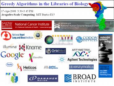 PPT – Greedy Algorithms in the Libraries of Biology PowerPoint ...