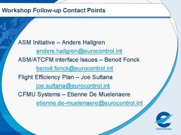 Workshop Followup Contact Points presentation | free to view