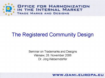 The Registered Community Design presentation | free to view
