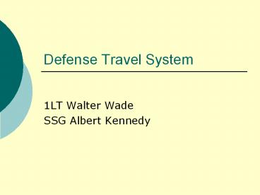 Defense Travel System presentation | free to view