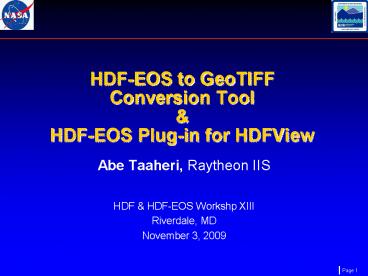 PPT – HDF-EOS to GeoTIFF Conversion Tool PowerPoint presentation | free ...