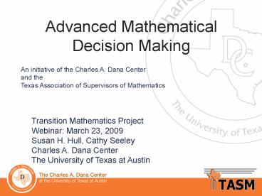 Advanced Mathematical Decision Making presentation | free to view