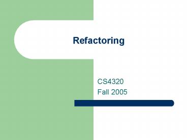 Refactoring presentation | free to view