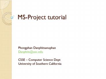 MSProject tutorial presentation | free to view