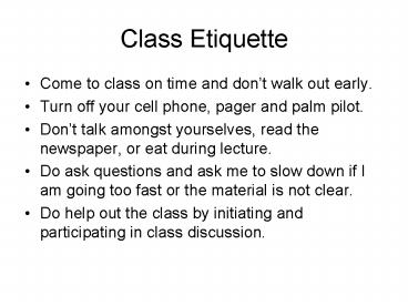 Class Etiquette presentation | free to view