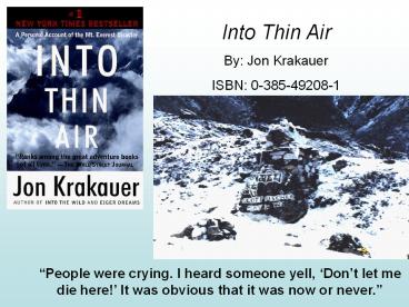 Into Thin Air presentation | free to view