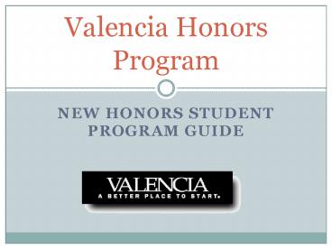 New honors student program guide presentation | free to view