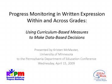 Progress Monitoring in Written Expression Within and Across Grades ...