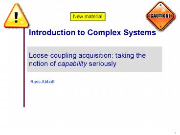 Introduction to Complex Systems presentation | free to view