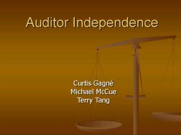Auditor Independence presentation | free to view