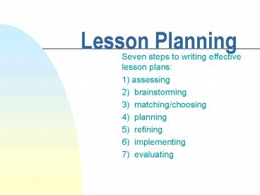 Lesson Planning presentation | free to view