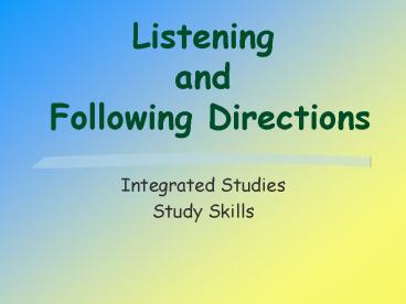 Listening and Following Directions presentation | free to view
