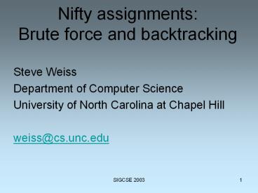 Nifty assignments: Brute force and backtracking presentation | free to ...