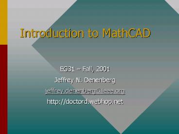 Introduction to MathCAD presentation | free to view