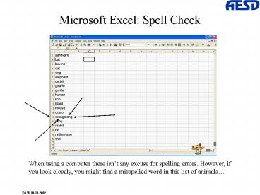 PPT – Microsoft Excel: Spell Check PowerPoint presentation | free to ...