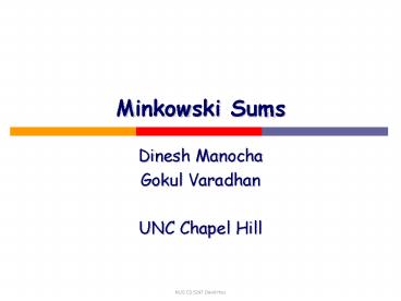 Minkowski Sums presentation | free to view