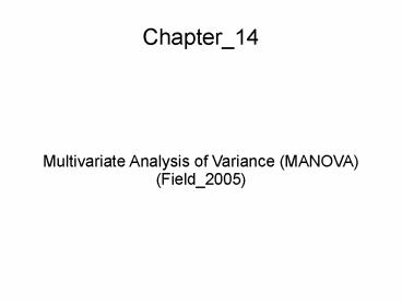PPT – Multivariate Analysis of Variance MANOVA PowerPoint presentation ...