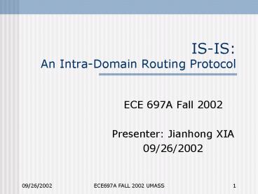 ISIS: An IntraDomain Routing Protocol presentation | free to view
