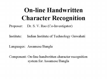 Online Handwritten Character Recognition presentation | free to view