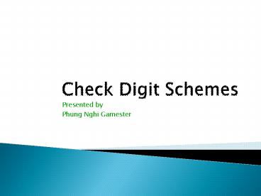 Check Digit Schemes presentation | free to view