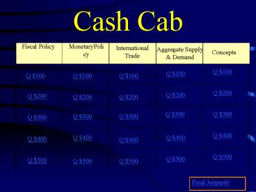 Cash Cab presentation | free to view