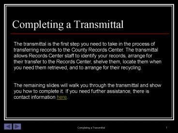 Completing a Transmittal presentation | free to view