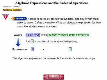 PPT – Algebraic Expressions and the Order of Operations PowerPoint ...