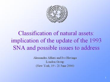 Classification of natural assets: implication of the update of the 1993 ...