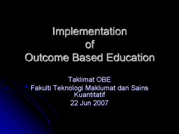 Implementation of Outcome Based Education presentation | free to view