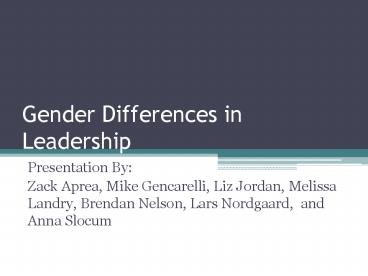 Gender Differences in Leadership presentation | free to view